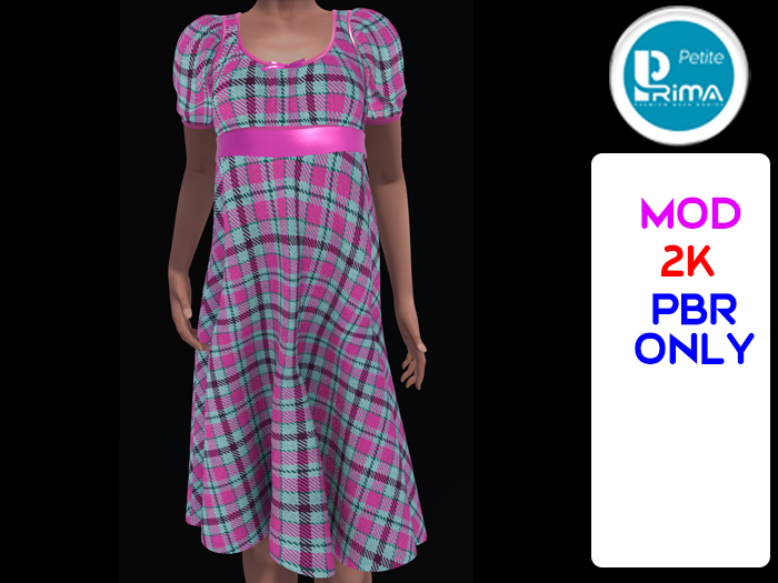 Second Life Marketplace - Empire-Waist-Dress-1825-Pink Tartan-SB