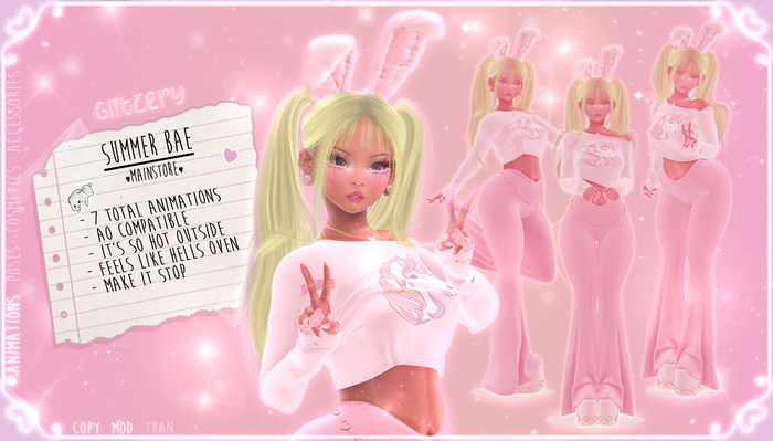 Second Life Marketplace - Glitzery ~ Summer Bae! animation pack