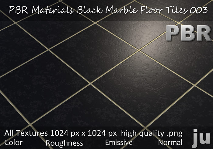 Second Life Marketplace - JU PBR Materials Black Marble Floor Tiles 003 Full Perm
