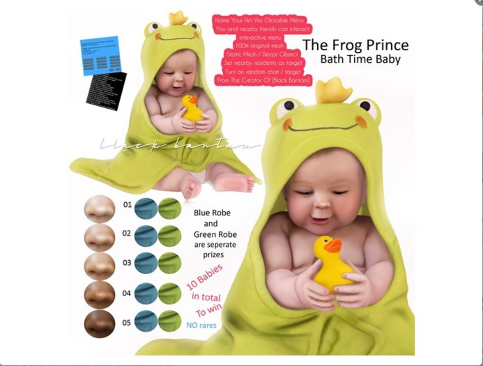 Second Life Marketplace - *[Black Bantam] Frog Prince Bath Baby 03 Blue