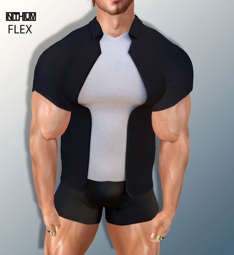 Second Life Marketplace - Brutal OPEN SHIRT SHORTS OUTFIT Black White ...