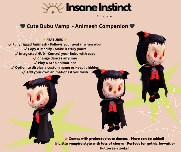 Second Life Marketplace - Cute Bubu Vamp Animesh addme