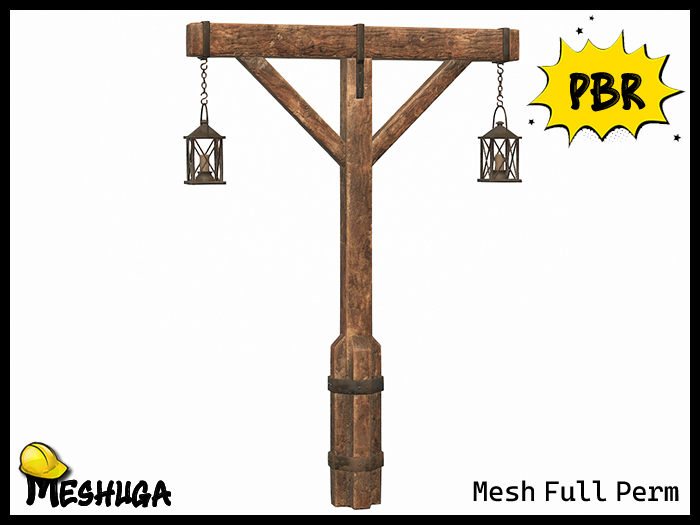 Second Life Marketplace - Meshuga PBR Medieval Lantern Post 2 FULL PERM ...
