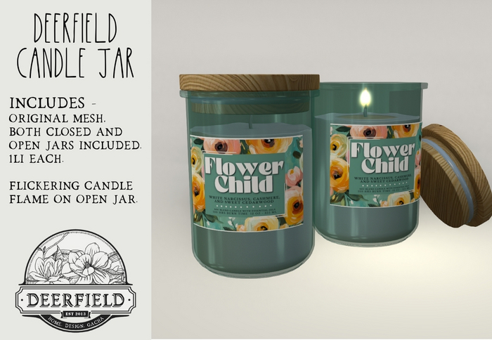 Second Life Marketplace - DEERFIELD - Flower Child Candle Jar