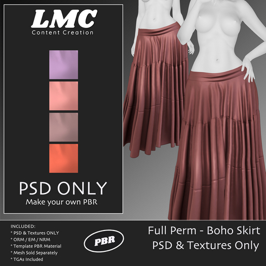 Second Life Marketplace - LMC PSD - Boho Skirt - PSD & PBR & BLINN ...