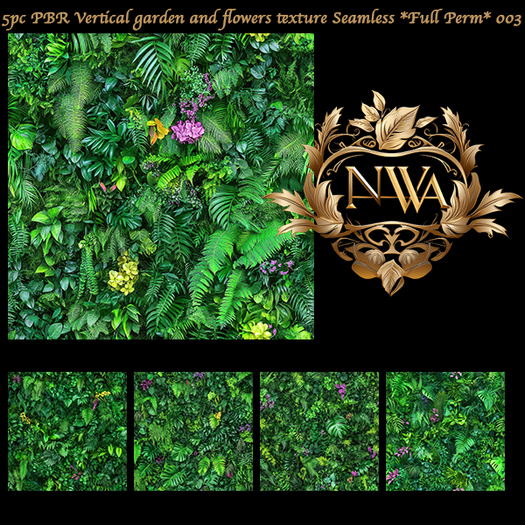 Second Life Marketplace - 5pc PBR Vertical garden and flowers texture ...
