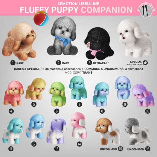 Second Life Marketplace - SEmotion Libellune Fluffy Puppy Companion ...