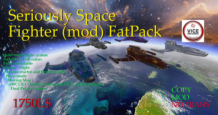 Second Life Marketplace - Seriously Space Fighter (mod) Fatpack