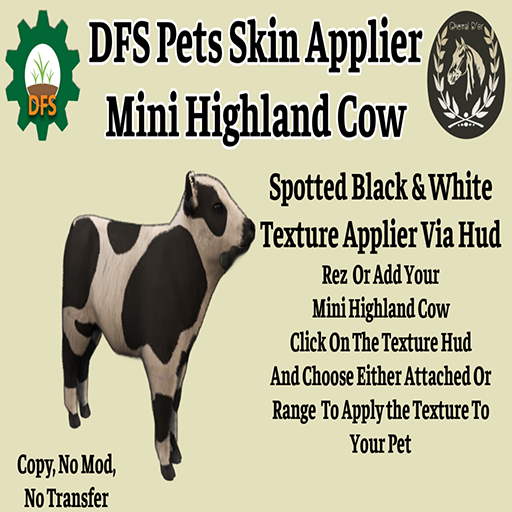 Second Life Marketplace - DFS Pets Skins - Mini Highland Cow Spotted B ...