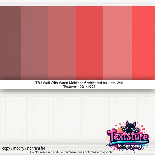 Second Life Marketplace - TBJ-Wall With Wood Moldings 6 white red ...