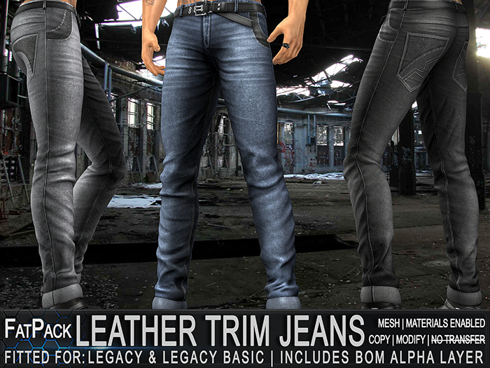 Second Life Marketplace - FATPACK - ZED 6x Legacy Leather Trim Jeans ...