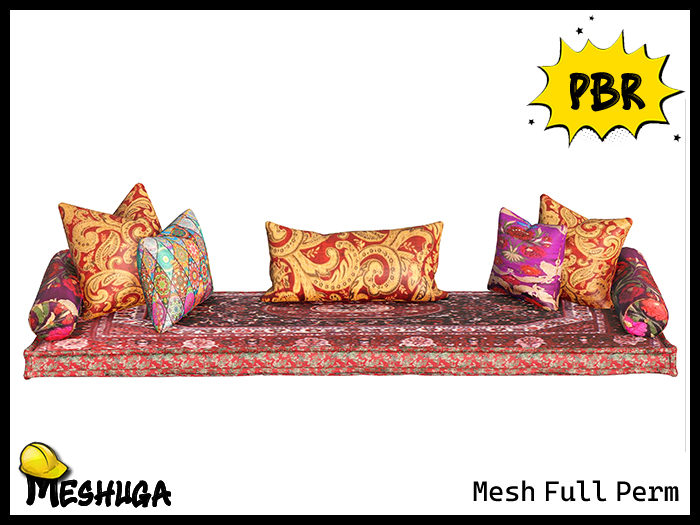 Second Life Marketplace - Meshuga PBR Indian Gadda Sofa FULL PERM MESH