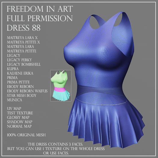 Second Life Marketplace - Freedom in Art - Full Perm Dress 88