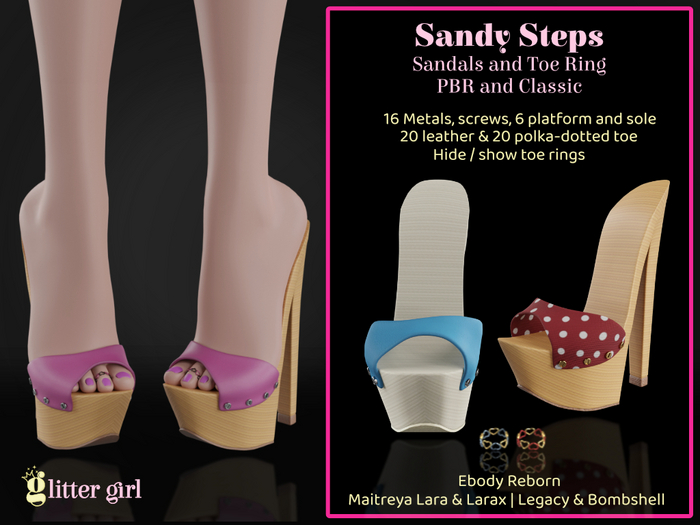 Second Life Marketplace - Glitter Girl -Sandy Steps Sandals