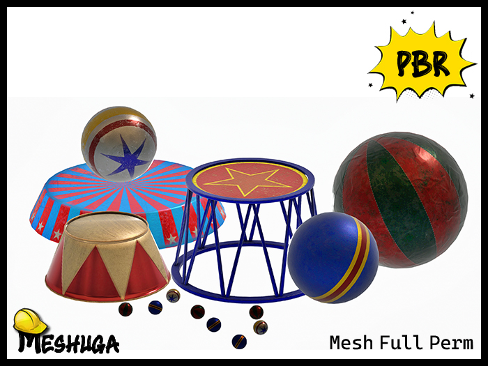 Second Life Marketplace - Meshuga PBR Circus Props FULL PERM MESH
