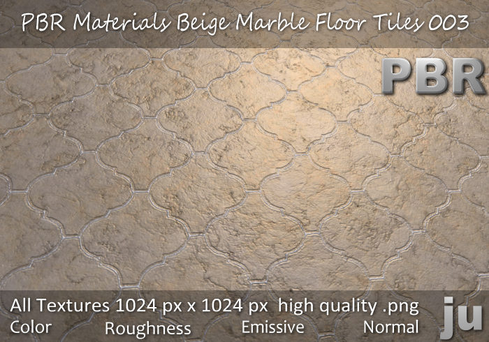 Second Life Marketplace - JU PBR Materials Beige Marble Floor Tiles 003 Full Perm