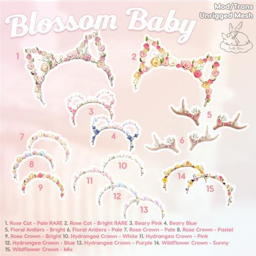 Second Life Marketplace - +Half-Deer+ Blossom Baby - Hydrangea Crown - Pink