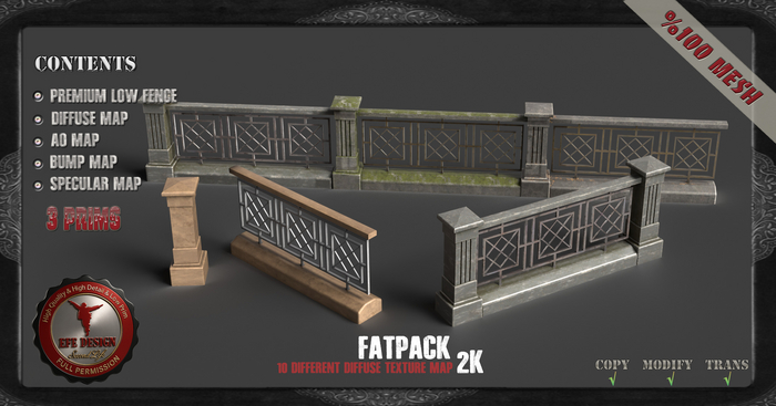 Second Life Marketplace - (Efe Design) Premium Low Fence Fatpack Fullperm