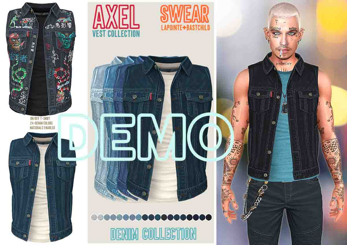 Second Life Marketplace - Denim Vest - Axel FATPACK DEMO