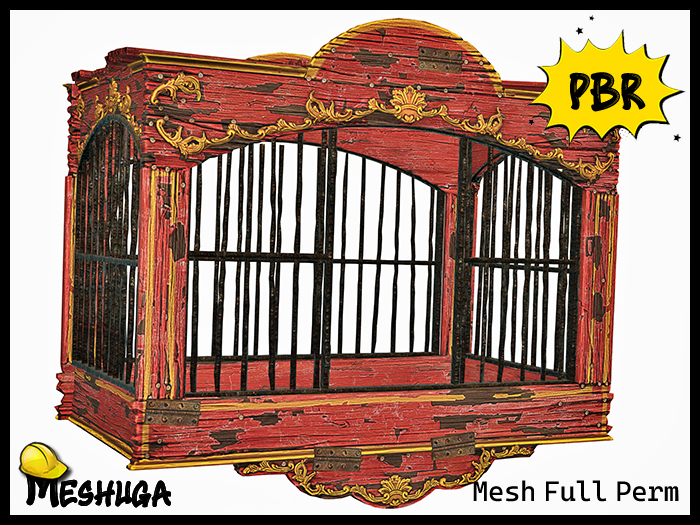 Second Life Marketplace - Meshuga PBR Horror Circus - Cage Exhibit FULL ...