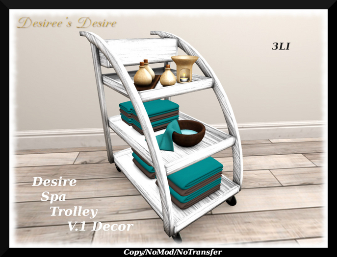 Second Life Marketplace - Desire Spa Trolley V.1 Decor - 6LI