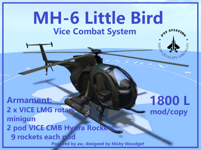 Second Life Marketplace - PTF AH-6 Little Bird V1