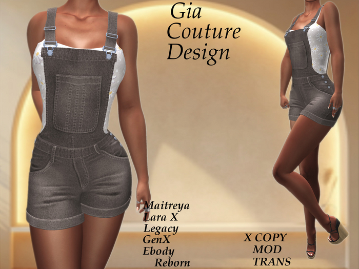 Second Life Marketplace - "GCD" Kennesha Overall Outfit Coffee