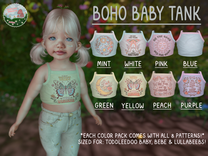 Second Life Marketplace - -SS- Boho Baby Tank - FATPACK