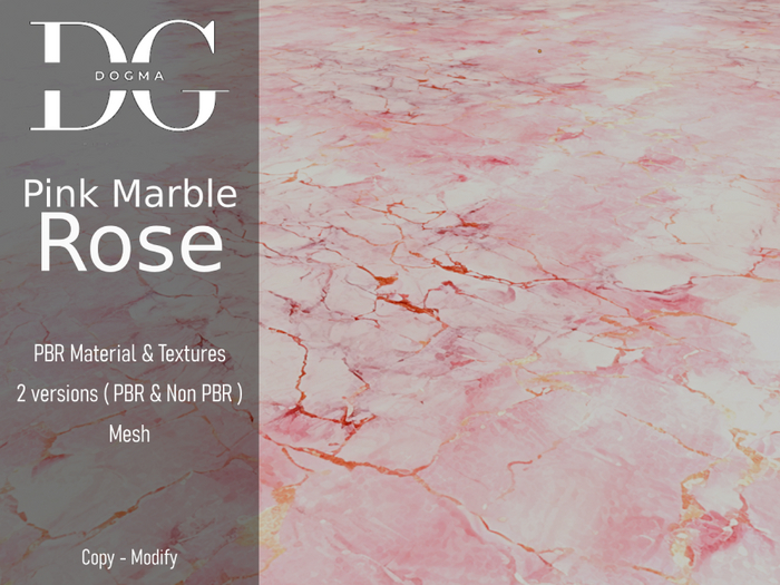 Second Life Marketplace - [Dogma] Rose Quartz Pink Marble PBR Fatpack