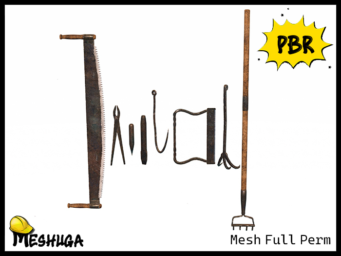 Second Life Marketplace - Meshuga PBR Torture Tools Pack 1 FULL PERM MESH