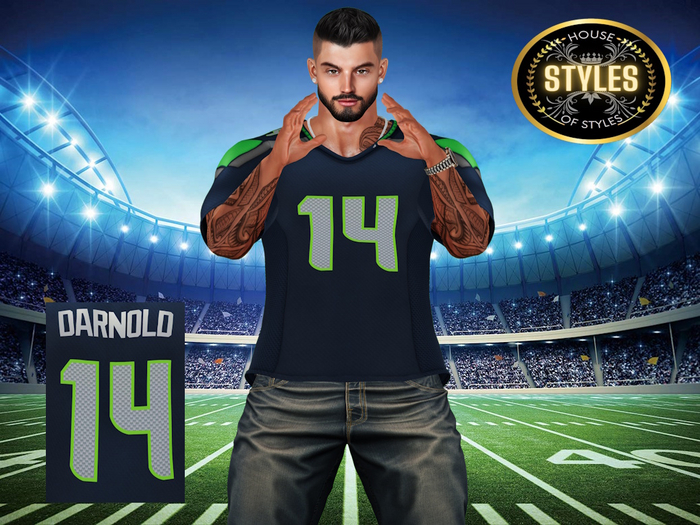 Second Life Marketplace - Seattle Seahawks DARNOLD Men's Jersey (Navy)