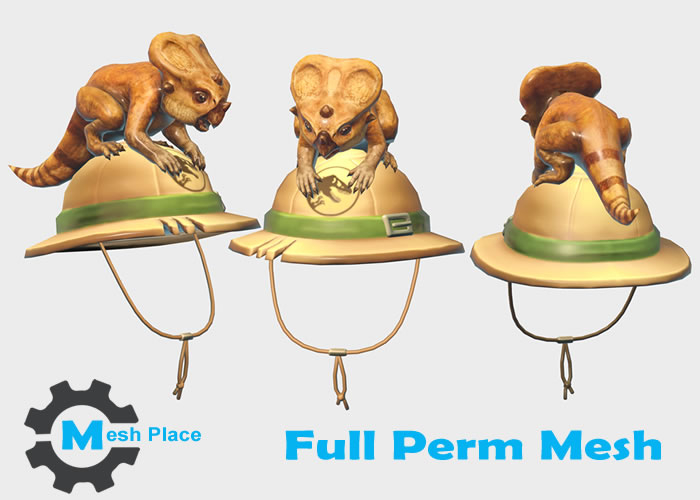 Second Life Marketplace - Mesh Place Dinosaur PBR Safari Hat Full Perm
