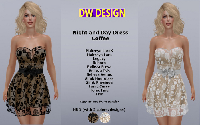 Second Life Marketplace - DEMO DW - Night and Day Dress Coffee