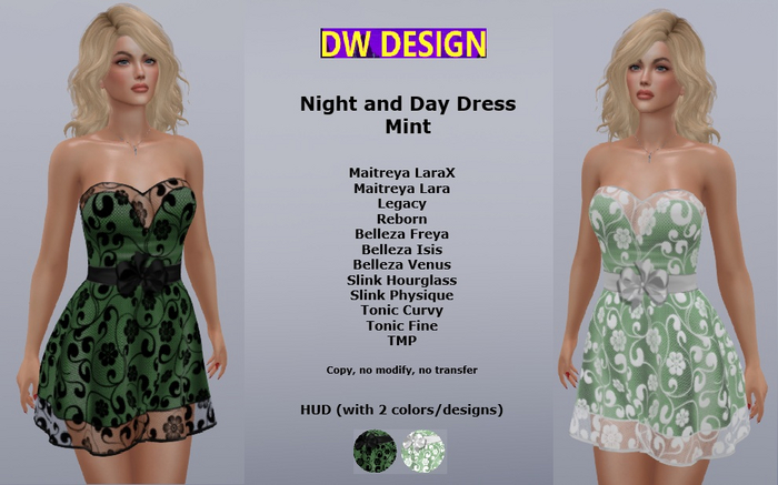 Second Life Marketplace - DW - Night and Day Dress Mint