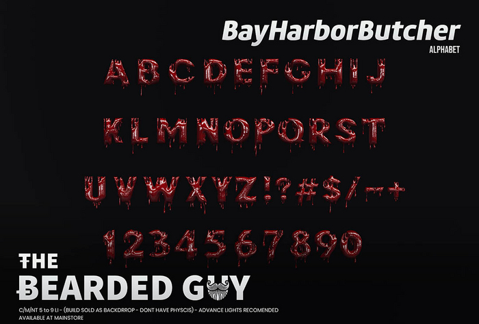 Second Life Marketplace - Pack Bay Harbor Butcher Alphabet - The ...