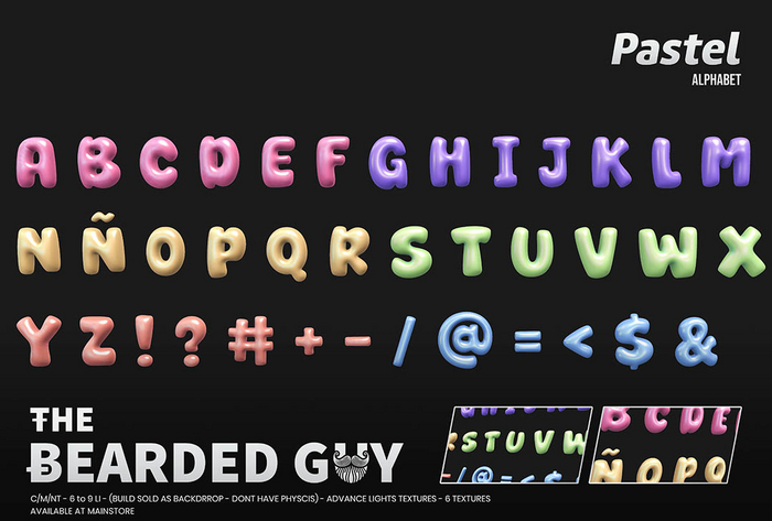 Second Life Marketplace - Pastel Alphabet - The Bearded Guy