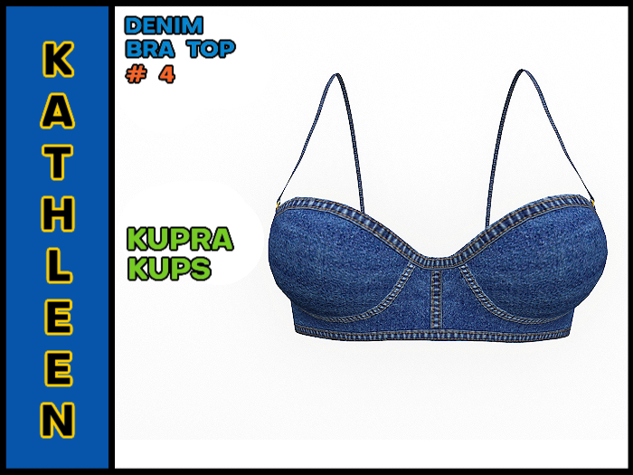 Second Life Marketplace - Kathleen's Denim Bra Top #4, Sapphire Blue ...