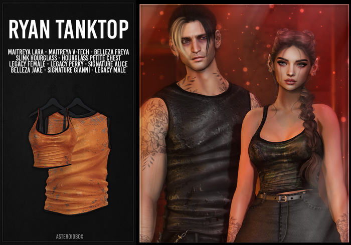 Second Life Marketplace - AsteroidBox. Ryan Tank Top - Orange