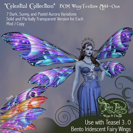 Second Life Marketplace - *Teasel Fairy Wings 3.0 Celestial BOM ...