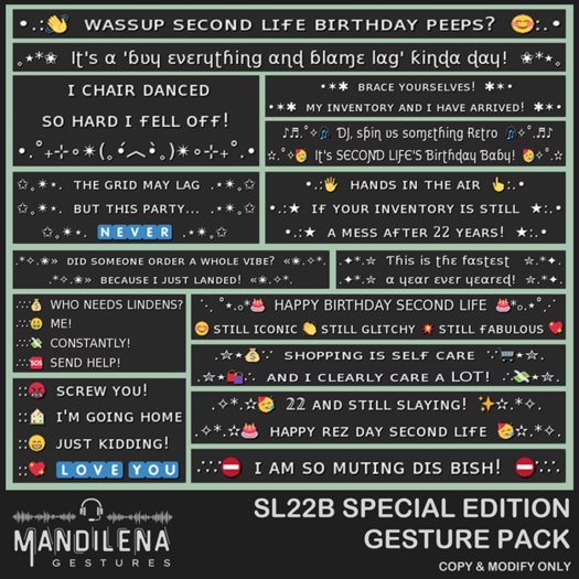Second Life Marketplace - :: MG :: Mandilena Gestures Pack : SL22B ...