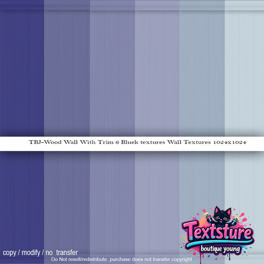 Second Life Marketplace - TBJ-Wood Wall With Trim 6 Blue textures Wall ...
