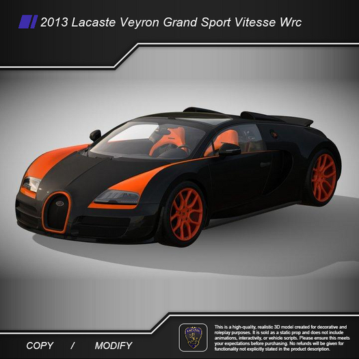 Second Life Marketplace - 2013 Lacaste Veyron Grand Sport Vitesse Wrc