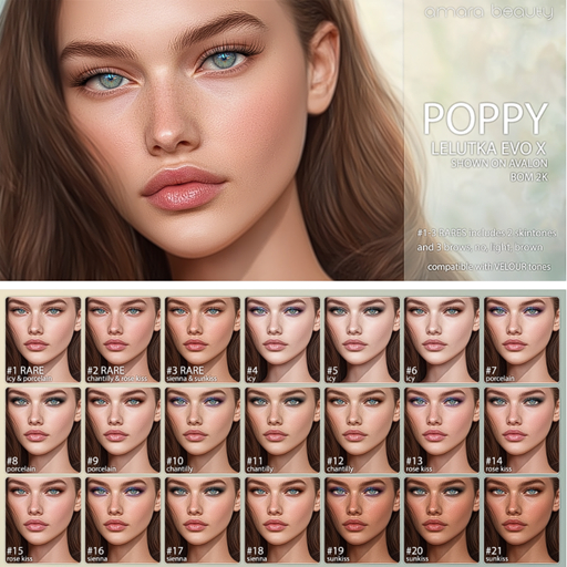 Second Life Marketplace - #19 Sunkiss - Poppy Evo X - amara beauty