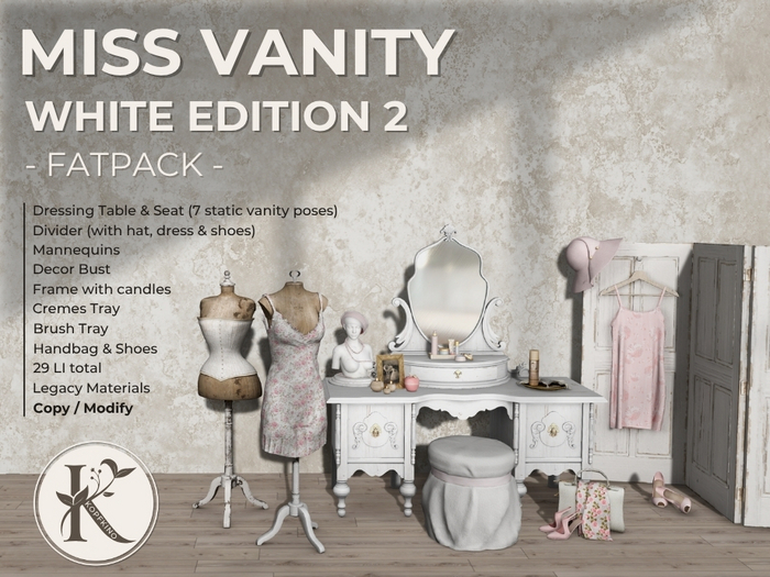 Second Life Marketplace - KOPFKINO - Miss Vanity White Edition2 - FATPACK