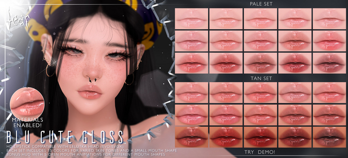 Second Life Marketplace - .TEAR. Blu Gloss CUTE - Lel Evo/EvoX - PALE