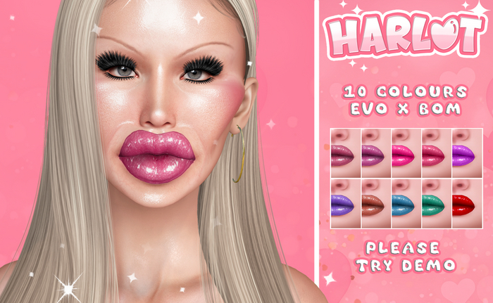 Second Life Marketplace - HARLOT - Killer Lips - Evo X BOM - FATPACK