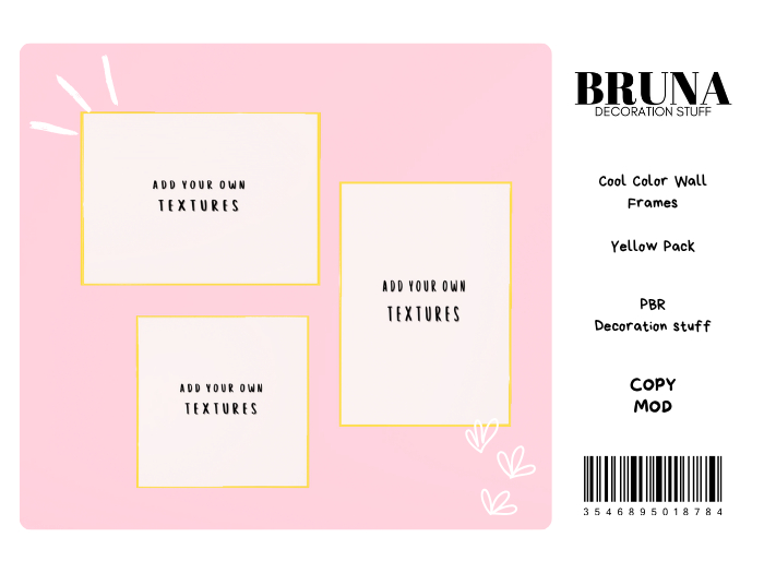 Second Life Marketplace - BRUNA - Cool Color Wall Frames - Yellow Pack