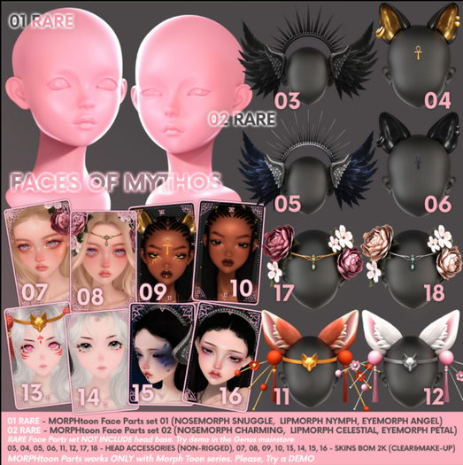 Second Life Marketplace - 01 GENUS MORPHtoon - FACES OF MYTHOS - Set 01 ...