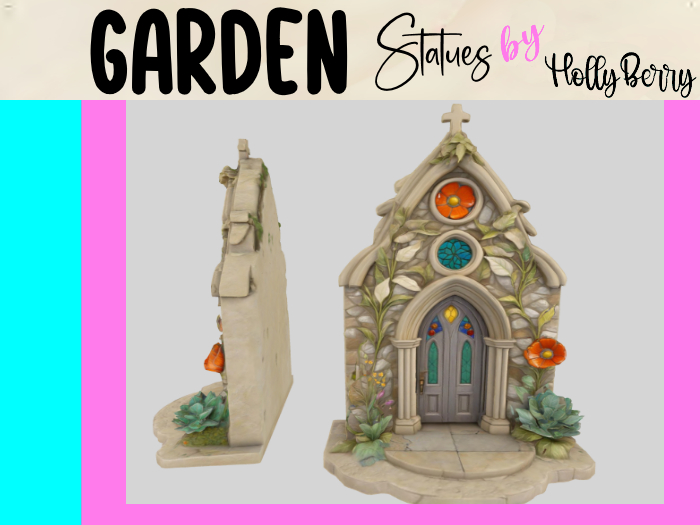 Second Life Marketplace - HB: Stone Stained Glass Chapel prop FuLL PERM