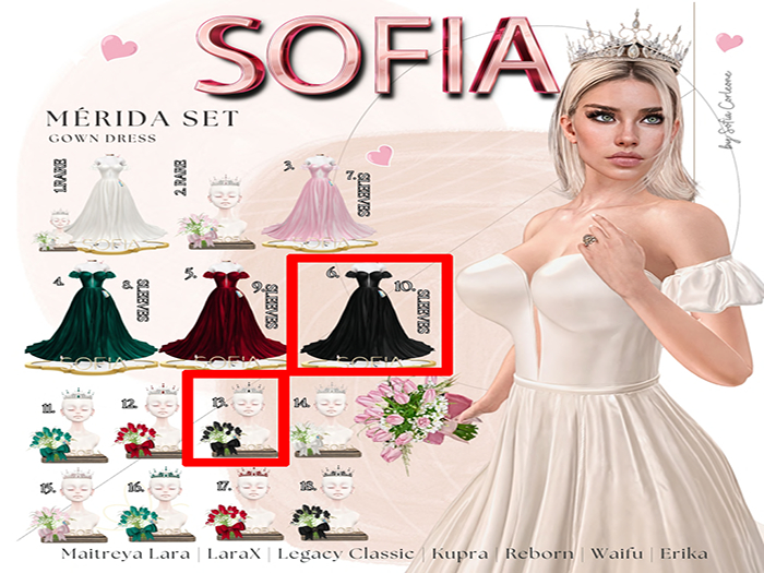 Second Life Marketplace - SOFIA - Merida Gown Dress - SET BLACK